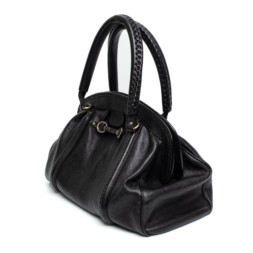 Dior Black Leather Framed Top Handle Shoulder Bag – Luv Luxe